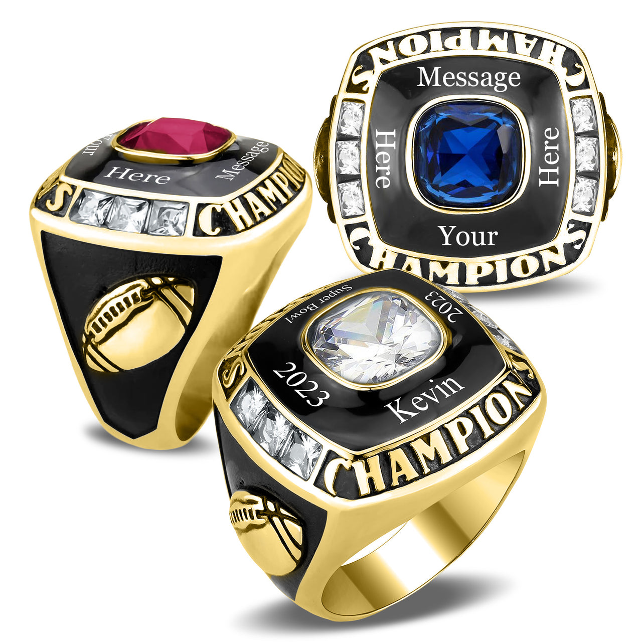 Personalized Gold Football Championship Ring – Untamed Pack